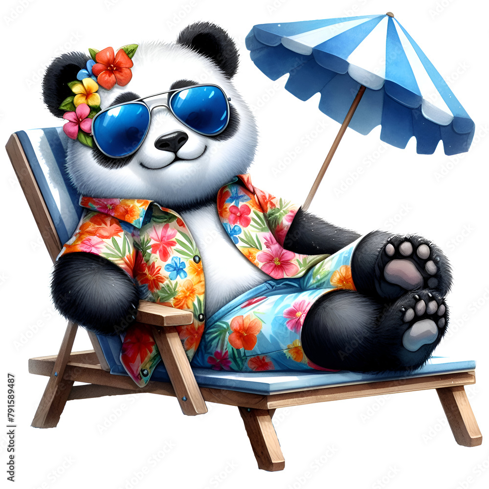 Ilustración de Stock Watercolor Summer PandaClipart, Panda Clipart ...