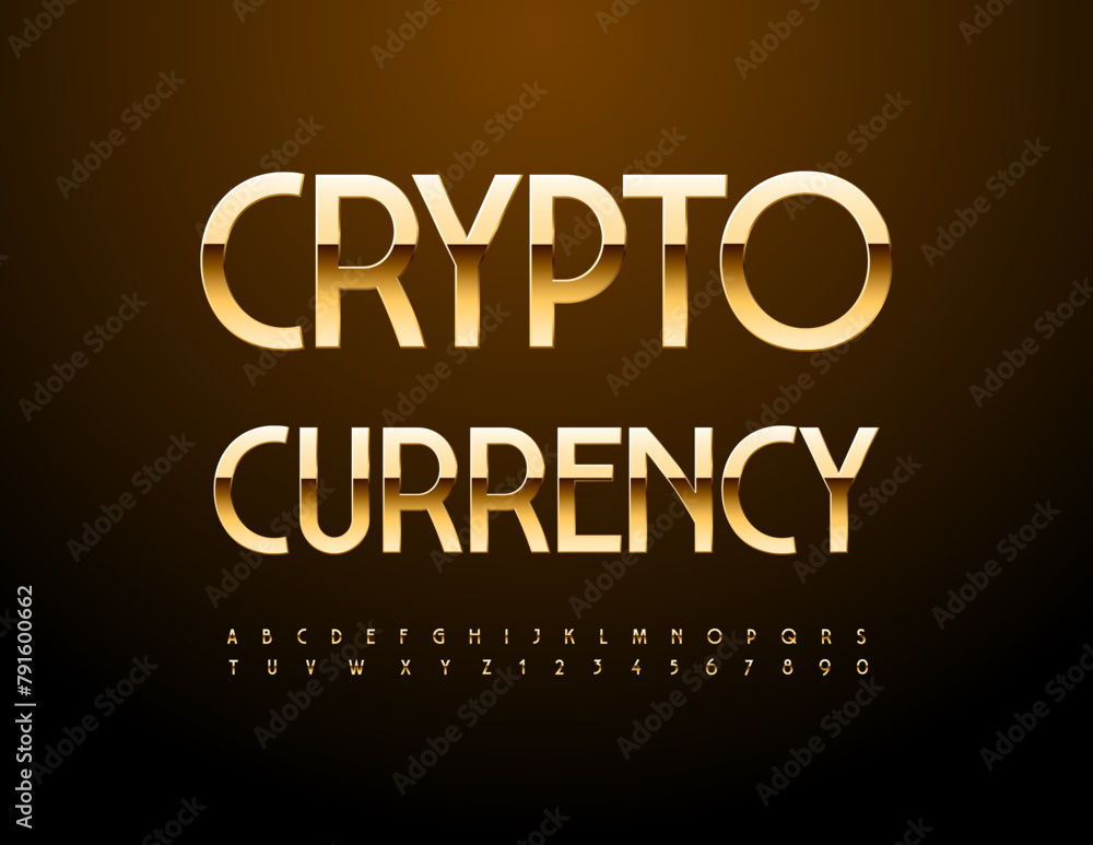 Vector business emblem Crypto Currency. Premium Gold Font. Modern Elite ...