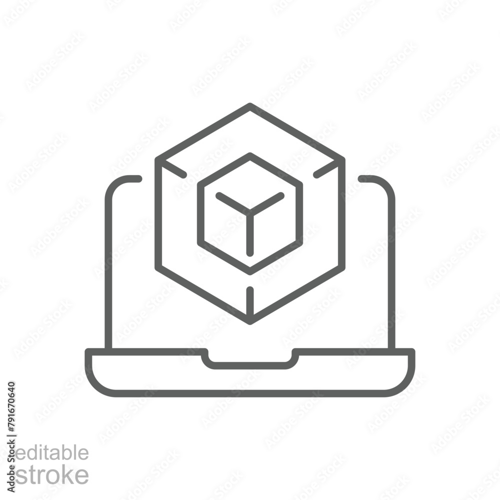 Engineering development icon. Simple outline style. 3d modeling ...
