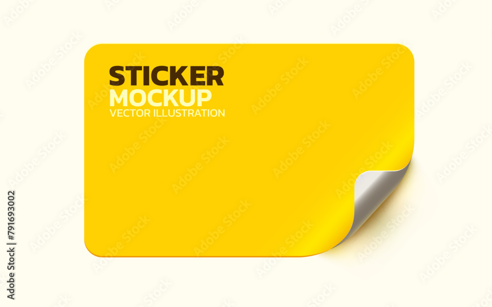 Sticker with peel off corner isolated on white background. Vector ...
