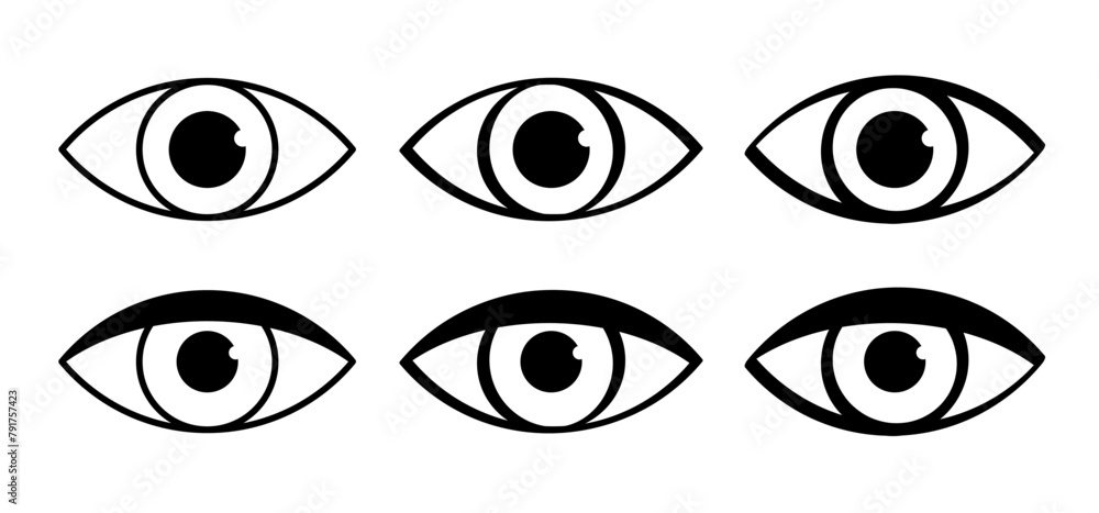 Cartoon open eye line pattern. human eye icon or logo. Smile eyes and ...