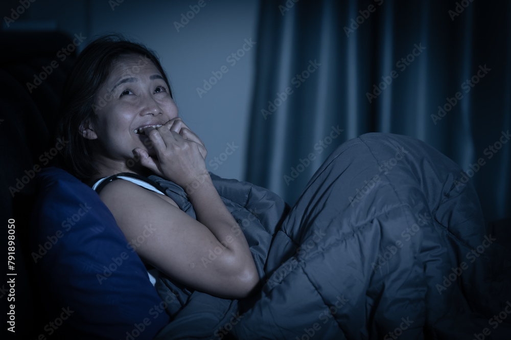 Asian women have a high concern that is why she can't sleep.Have stress ...