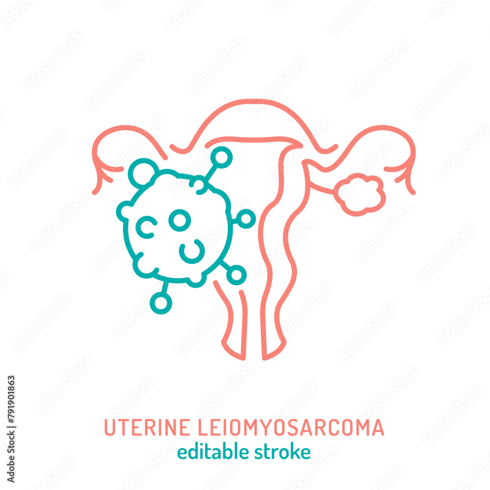 Malignant uterine tumor outline icon. Abnormal growth of cells in ...