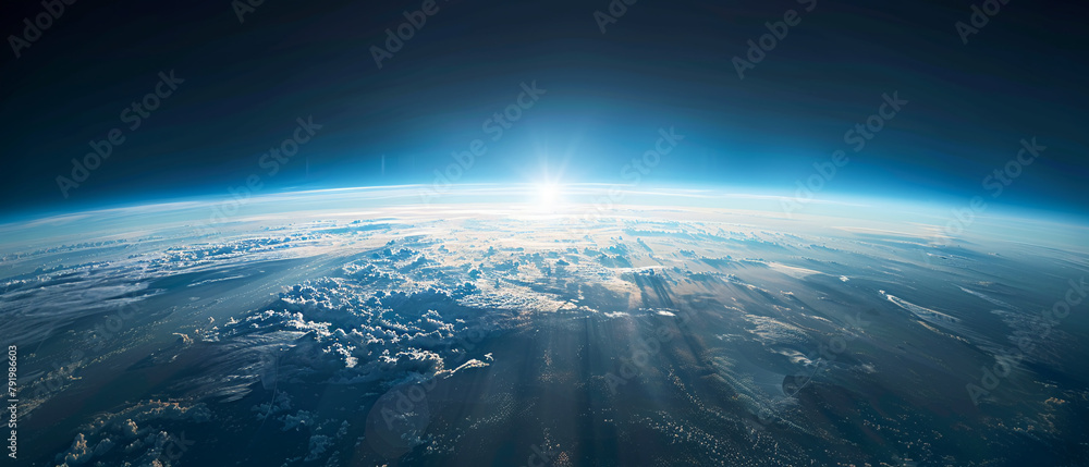 Panoramic view from high altitude showcasing the curvature of the earth ...