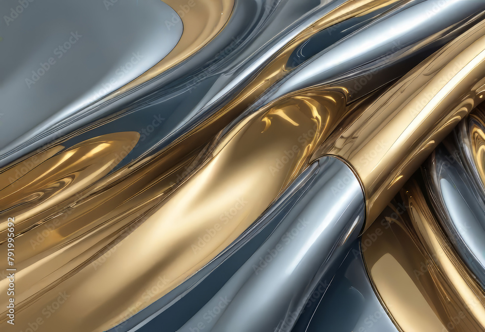 3D futuristic hyper-realistic liquid metal texture with mirror shine ...