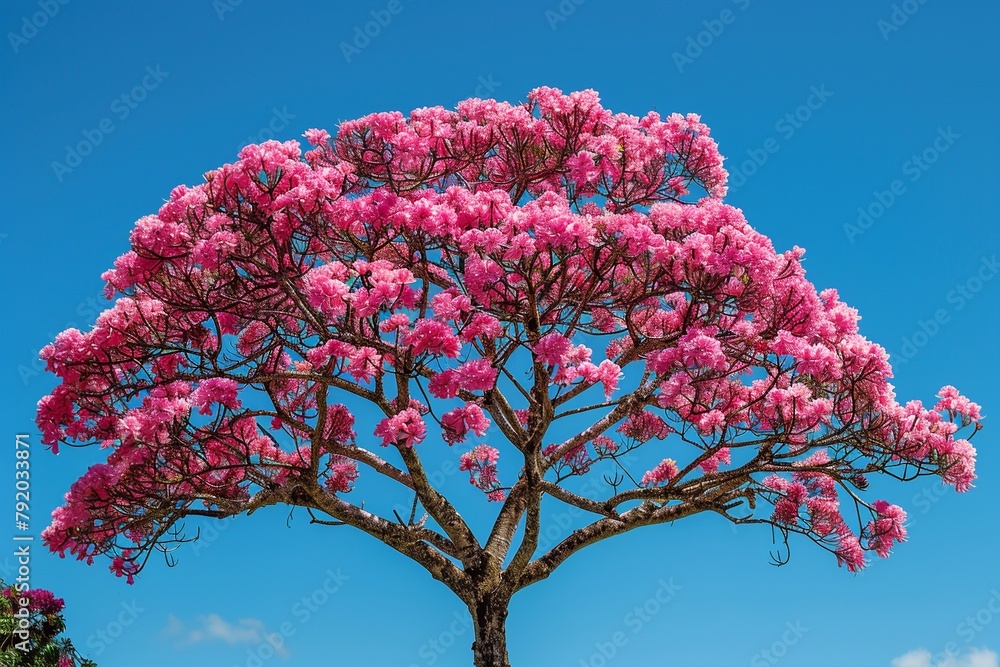 Witness the enchanting beauty of a majestic pink Ipê tree in full bloom ...