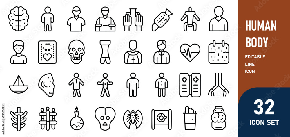 Stock-Vektorgrafik „Human Body Line Editable Icons set. Vector ...