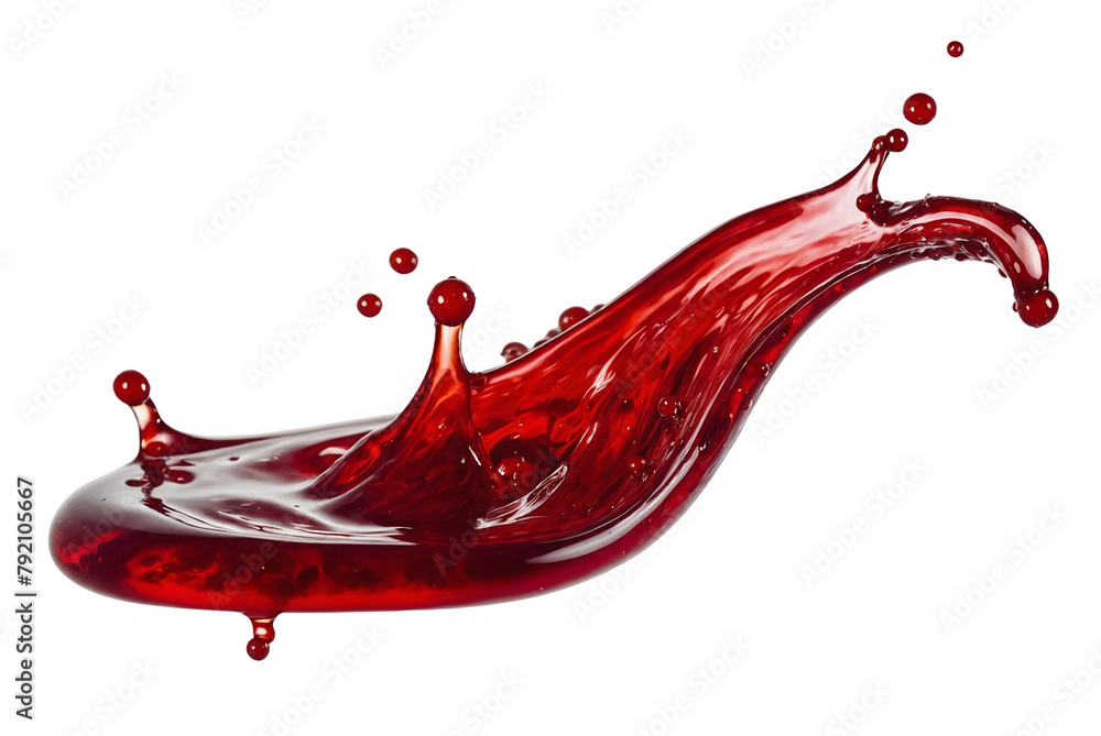 Red berry Jam splash with little bubbles of fruit syrup isolated on a ...