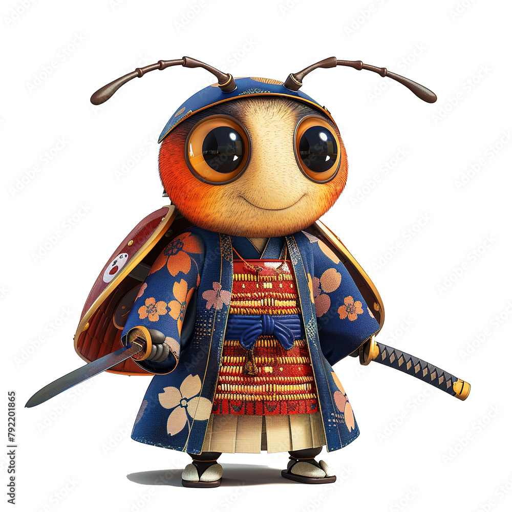 Beetle Samurai cartoon illustration with katana sword. Beetle insect ...