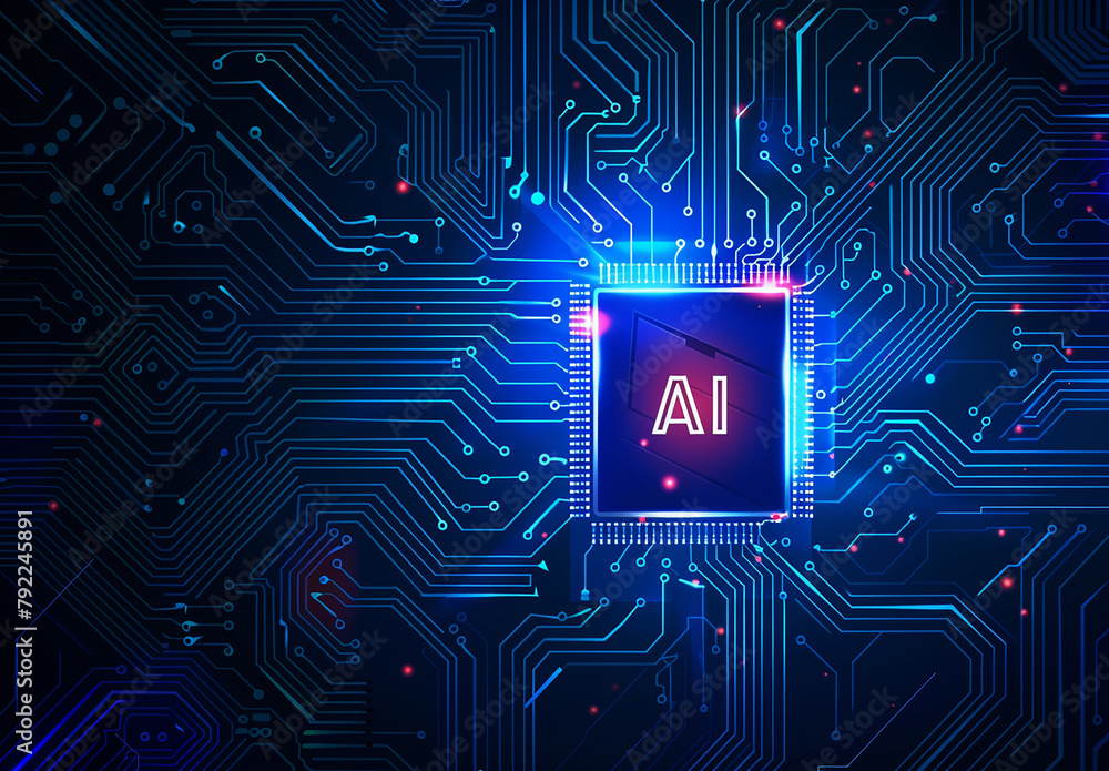 Photo of ai technology microchip background design with digital ...