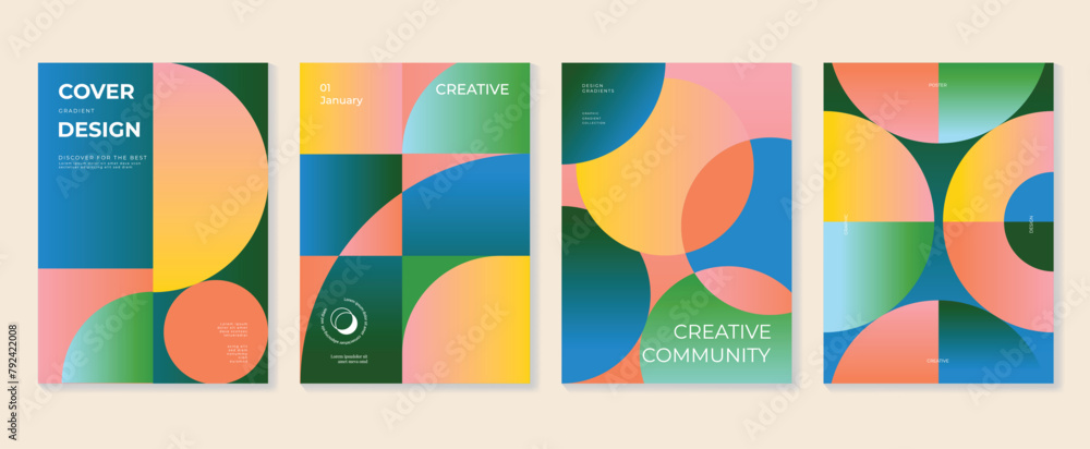 Abstract gradient background vector set. Minimalist style cover ...