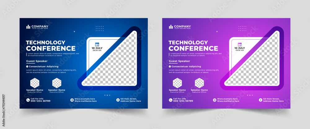 Corporate horizontal business conference flyer template or online ...