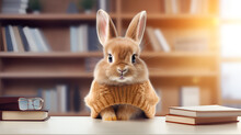 Bunny Rabbit With Books Free Stock Photo - Public Domain Pictures