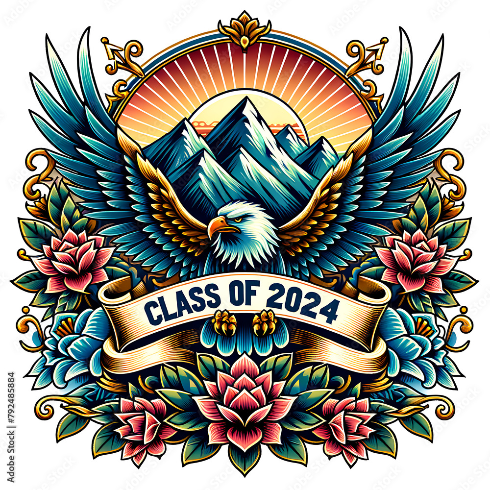 Graduation label design. Class of 2024. Congrats Graduates emblem with ...