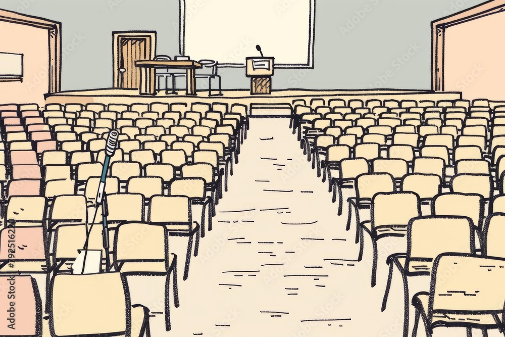 Ilustración de Stock Cartoon cute doodles of a cafeteria during a ...