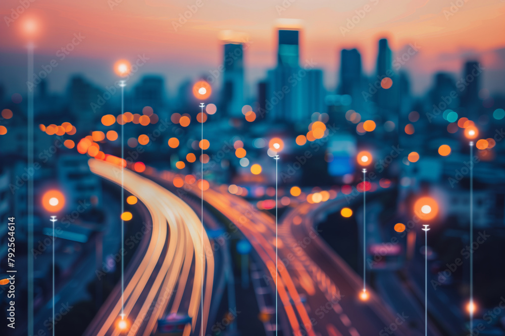 professional photograph depicting the concept of smart traffic routing ...