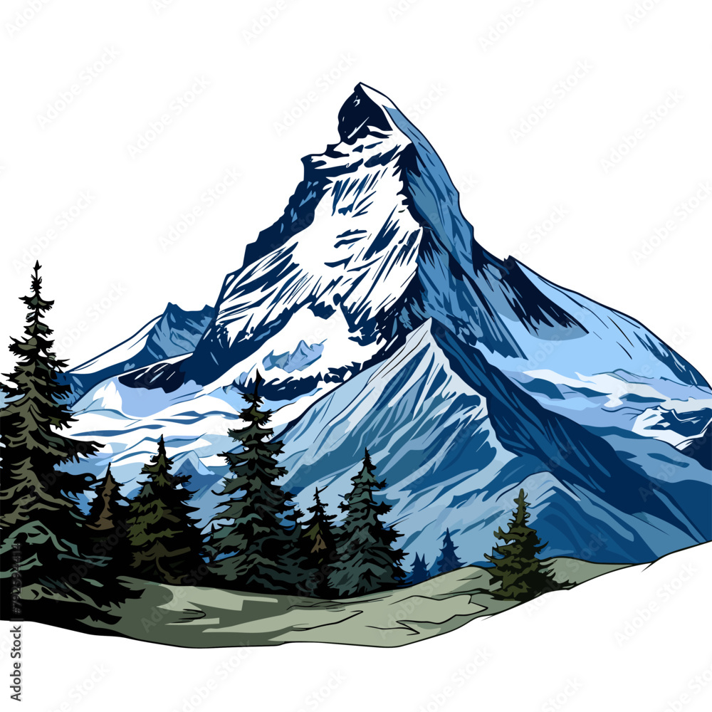 Matterhorn hand-drawn comic illustration. Matterhorn. Vector doodle ...