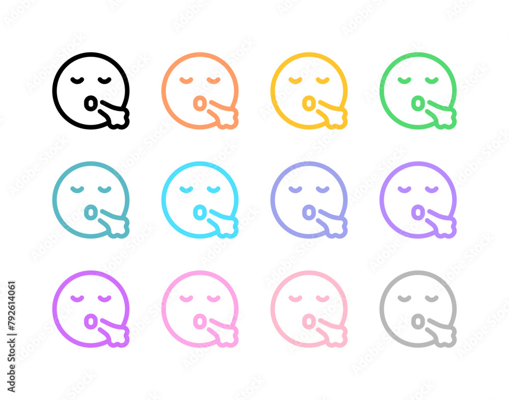 Editable sigh, relief, expression emoticon vector icon. Part of a big ...
