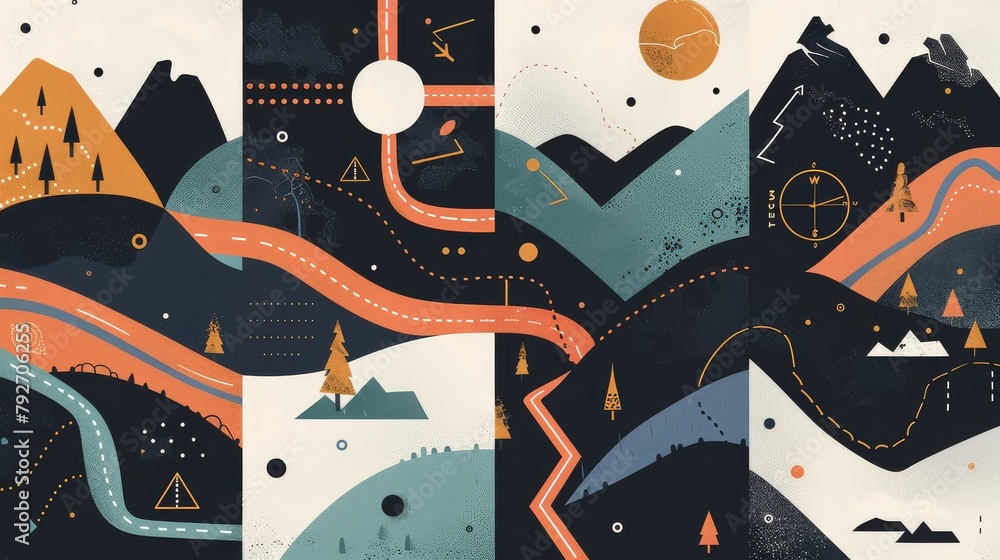 templates inspired by classic road maps. Utilize bold lines and ...