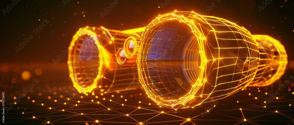 yellow binocular with data streams, ai in visual recognition systems ...