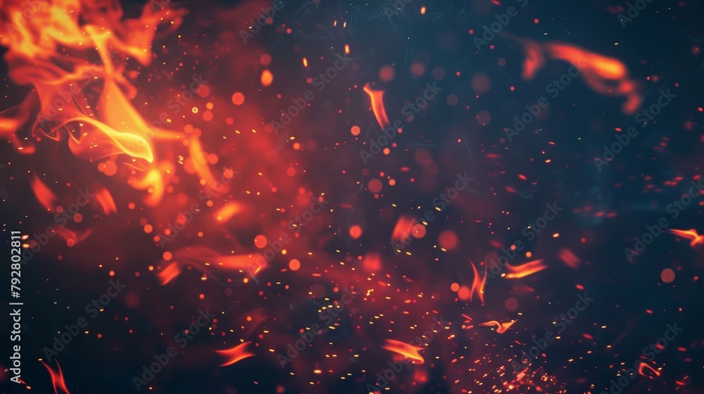 Realistic 3D modern illustration with red fire sparks overlay effect on ...