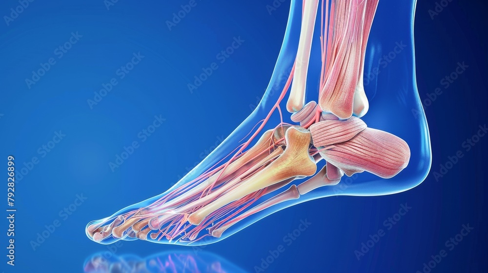 Infographic about the ankle joint and its tendons in Eps 10 format ...