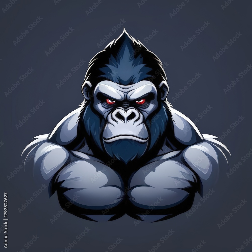 Esport Logo with King Kong as Mascot, Dominant Pose, Fiery Eyes, and ...