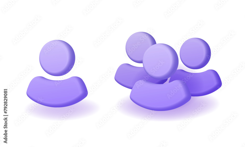 People 3d icon vector set, person group graphic cut out isolated ...