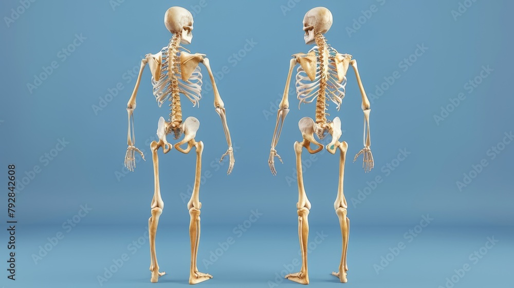 A full anatomical skeleton and individual bones. This is a scientific ...