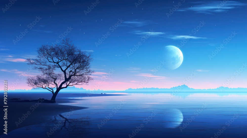 calm relax landscape background flat style illustration, neutral ...