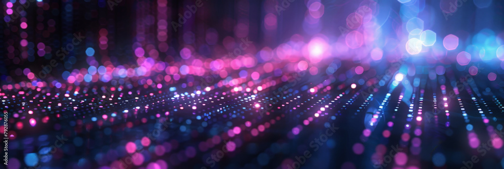 blur binary data with dots and lines. Depth of field effect applied. Concept for big data, deep ...