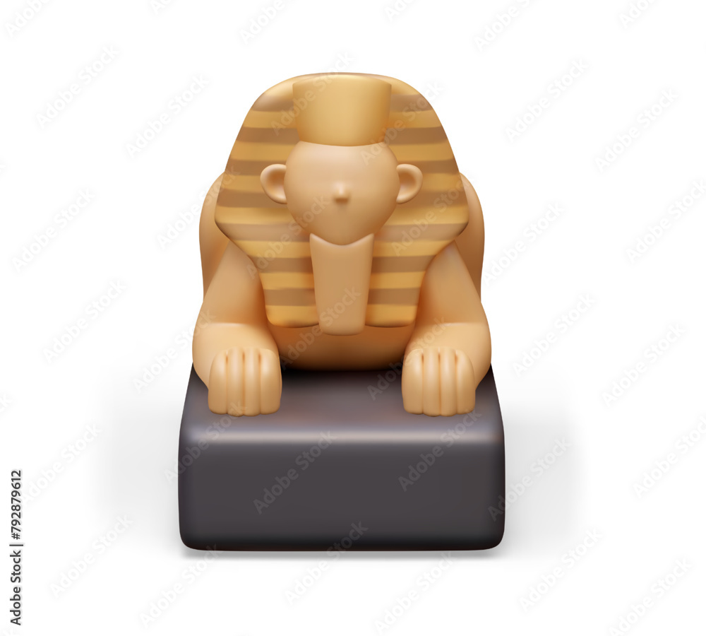Great Sphinx in 3D style, front view. Architectural landmark of Egypt ...