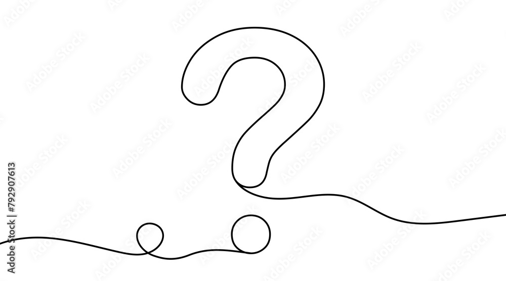 Question mark linear background. solid line drawing. one continuous ...