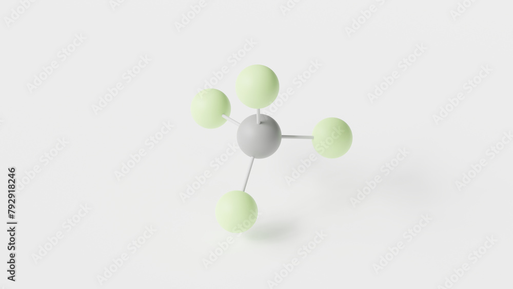 carbon tetrafluoride molecule 3d, molecular structure, ball and stick ...