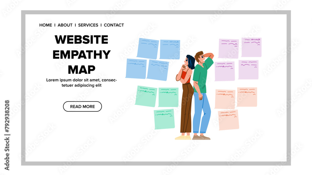 emotions website empathy map vector. journey touchpoints, needs goals ...