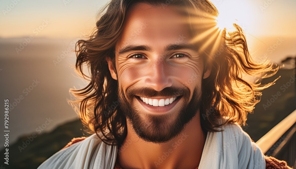 ภาพประกอบ Stock Jesus Christ with smiling face | Adobe Stock