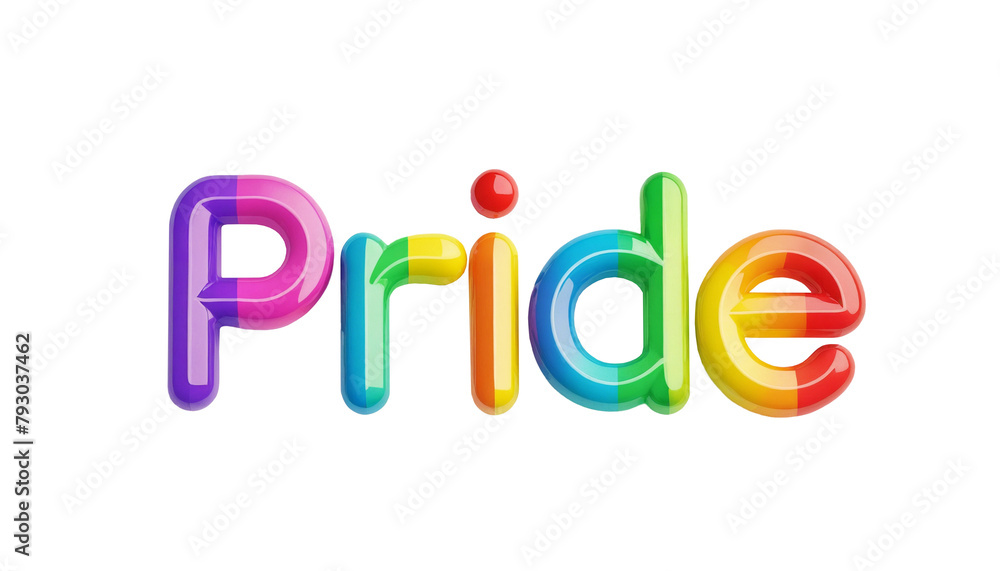 Pride word written in colourful font isolated on a transparent ...