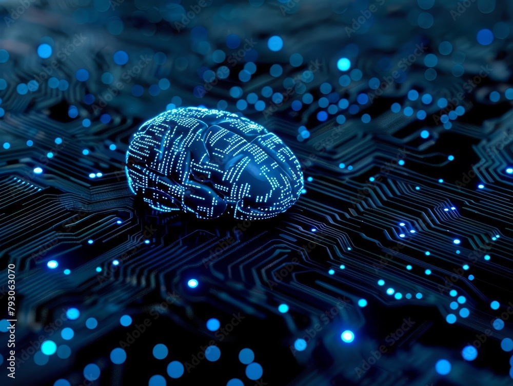 Revolutionizing AI, Digital Human Brain Linked to Electronic Board, Symbolizing Advanced ...