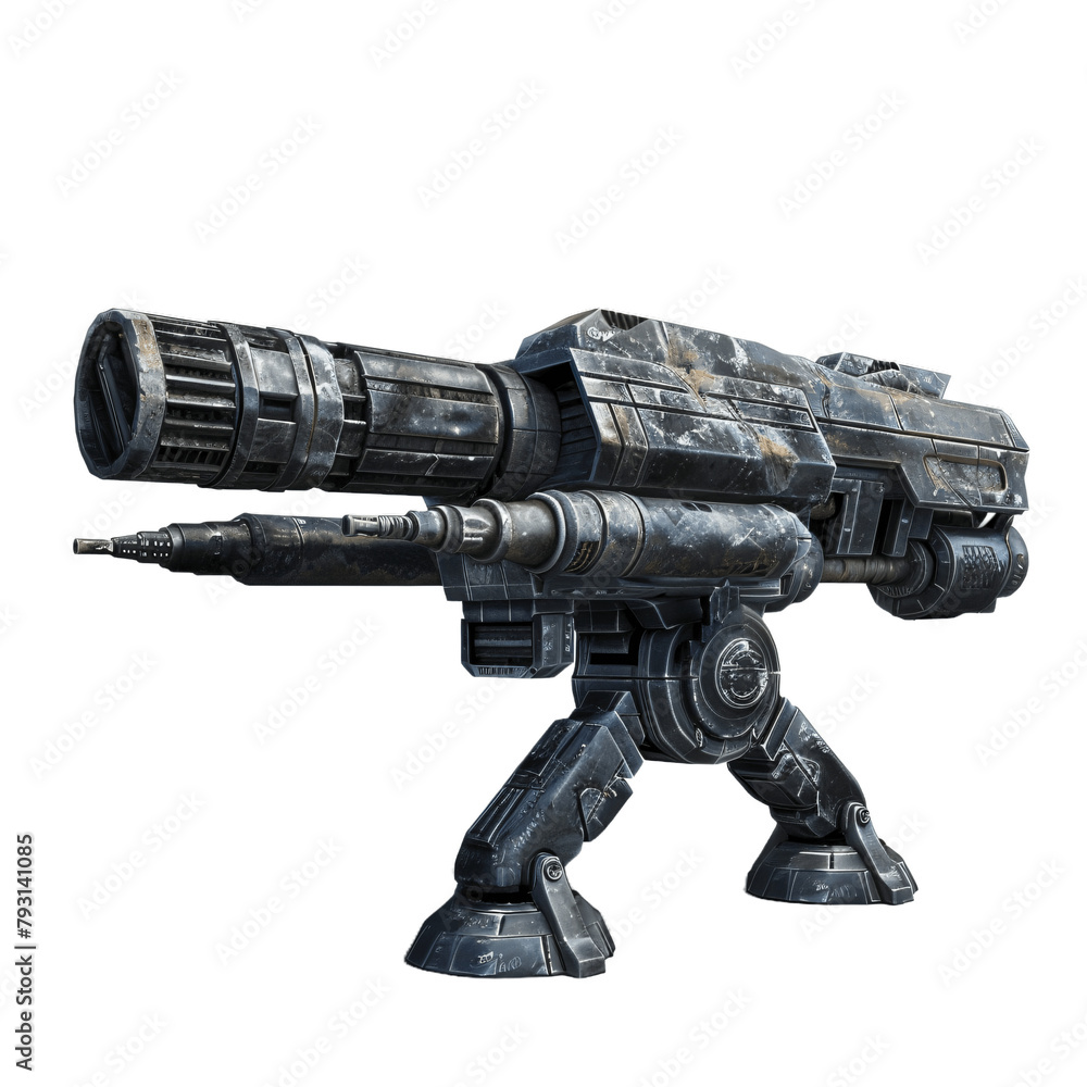 Futuristic Cannon with Robotic Legs Isolated on White Background, png ...