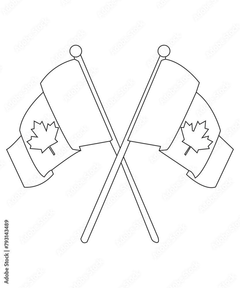 Canadian flag coloring page illustration / Canada symbol coloring page ...