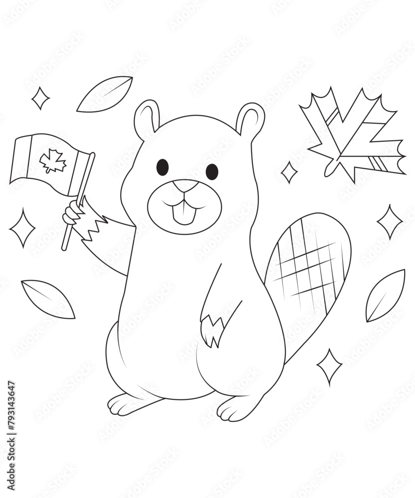 Canadian flag coloring page illustration / Canada symbol coloring page ...