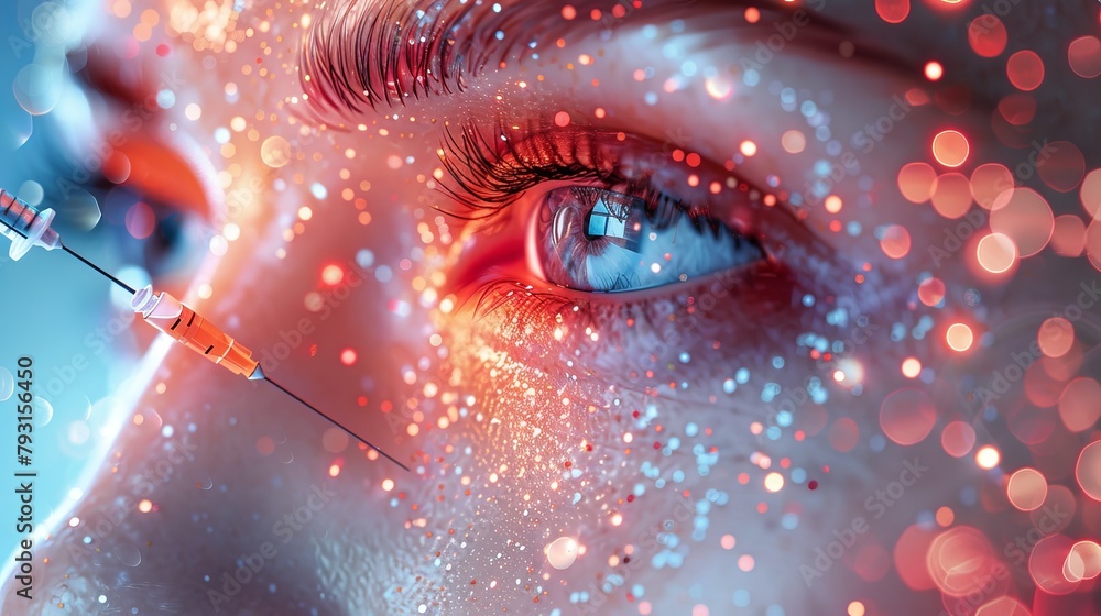 Female face syringe vitamin. Rejuvenating facial injections against ...