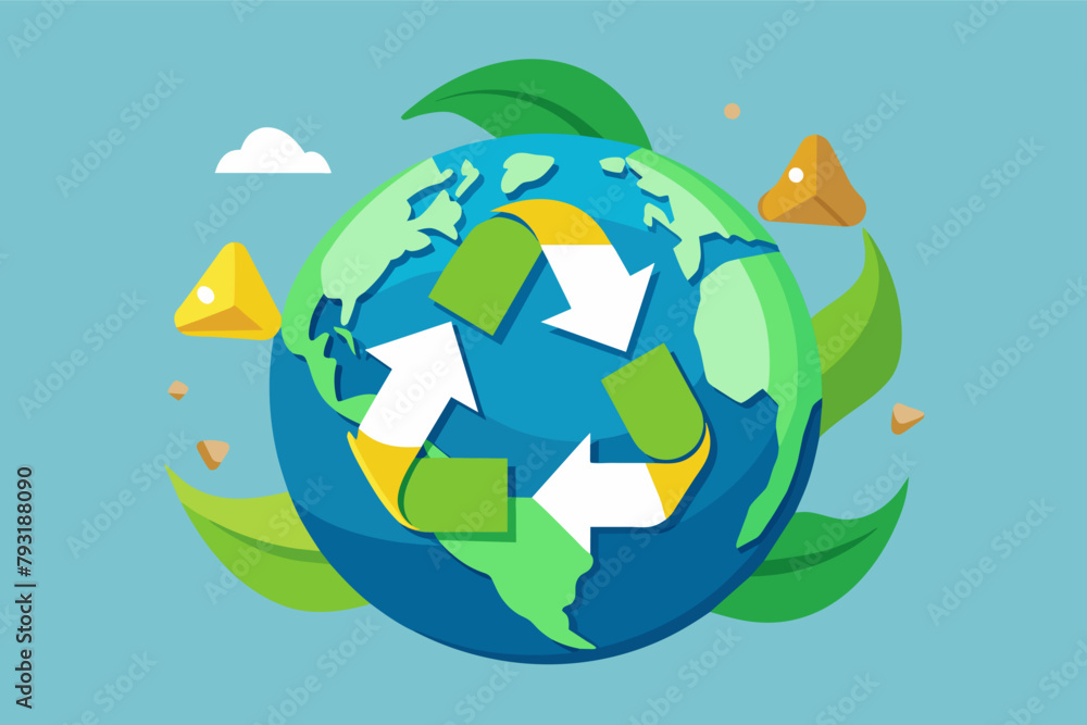 A classic recycling symbol reimagined with a circular flow of resources ...