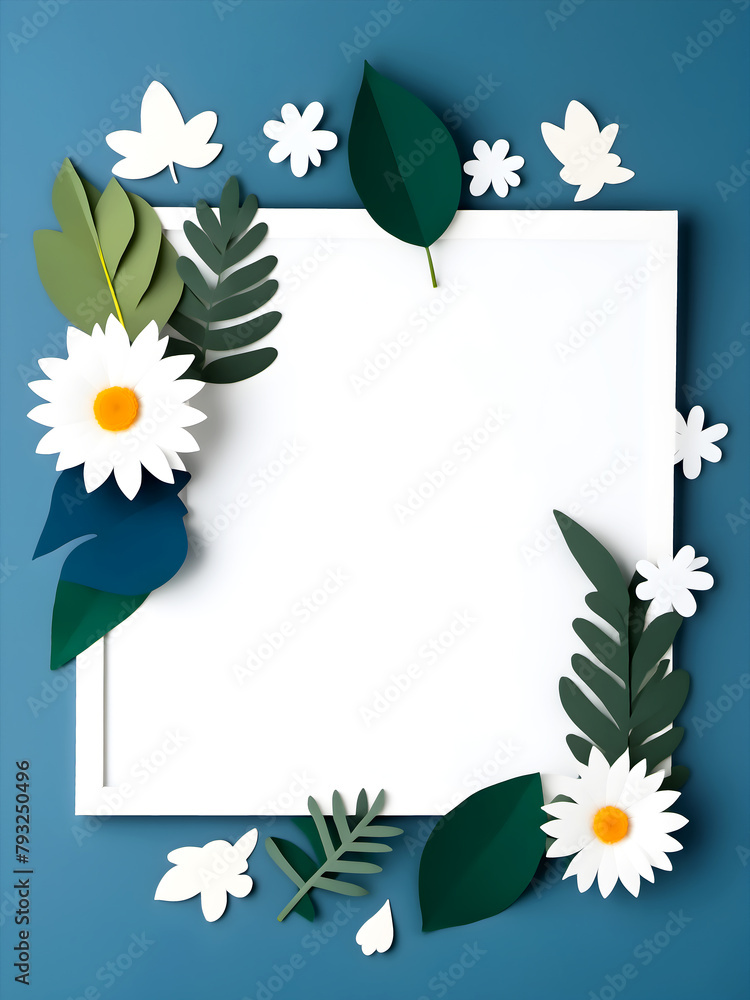 Dark blue frame background with white square, vector illustration with ...