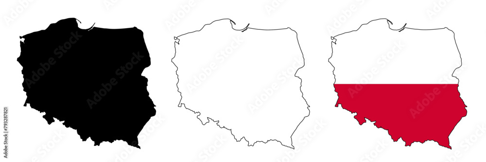 Poland map vector illustration. Black silhouette, outline and polish ...