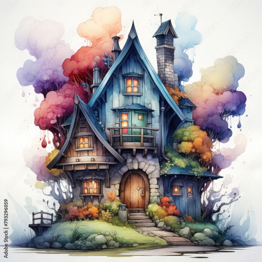 Watercolor monster house vector, clipart Illustration, Generative Ai ...