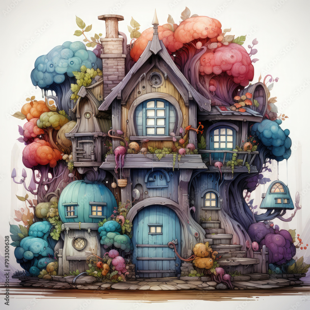 Watercolor monster house vector, clipart Illustration, Generative Ai ...