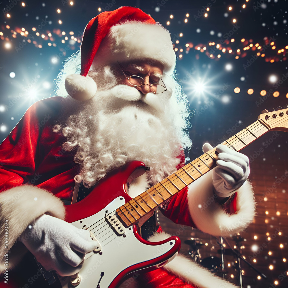 ภาพประกอบ Stock Cool Person Dressed as Santa Claus Metalhead Plays ...