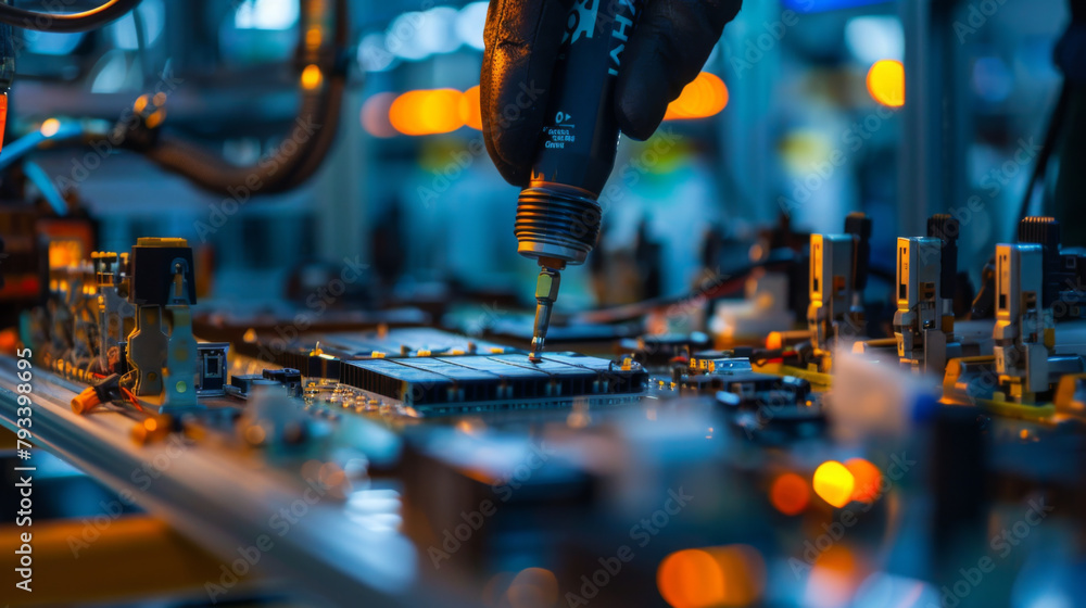 Automated robotic arm precision soldering components on circuit boards ...