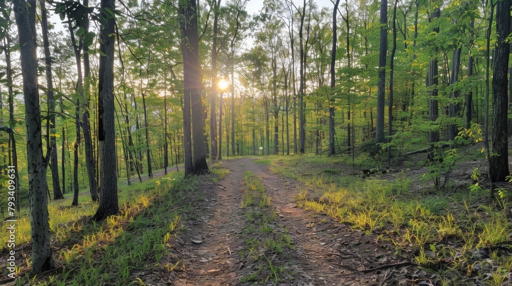 Photo Stock The forest is just waking up with the first rays of ...